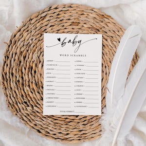 Word Scramble Baby Shower Game With Answer Key, Baby Shower Games, Baby ...