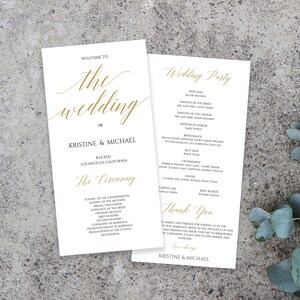 Modern Minimalist Tall Wedding Program Template, Circle Monogram ...
