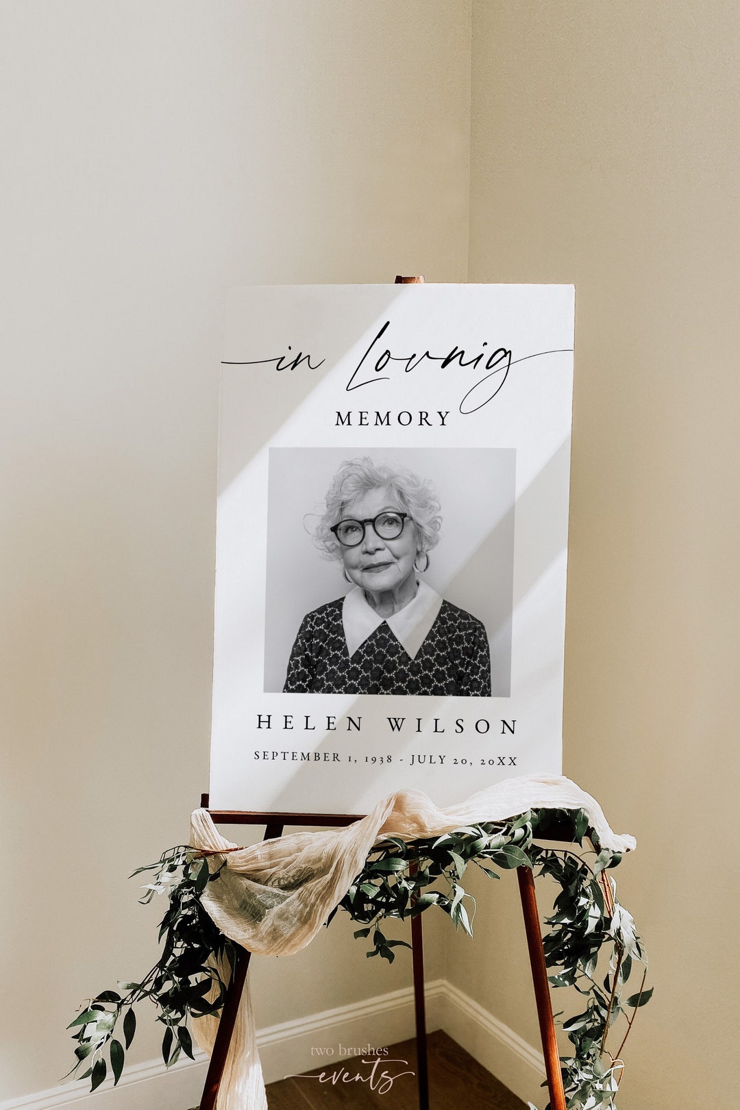 Funeral Memorial Sign Template, Modern Minimalist Funeral Welcome ...