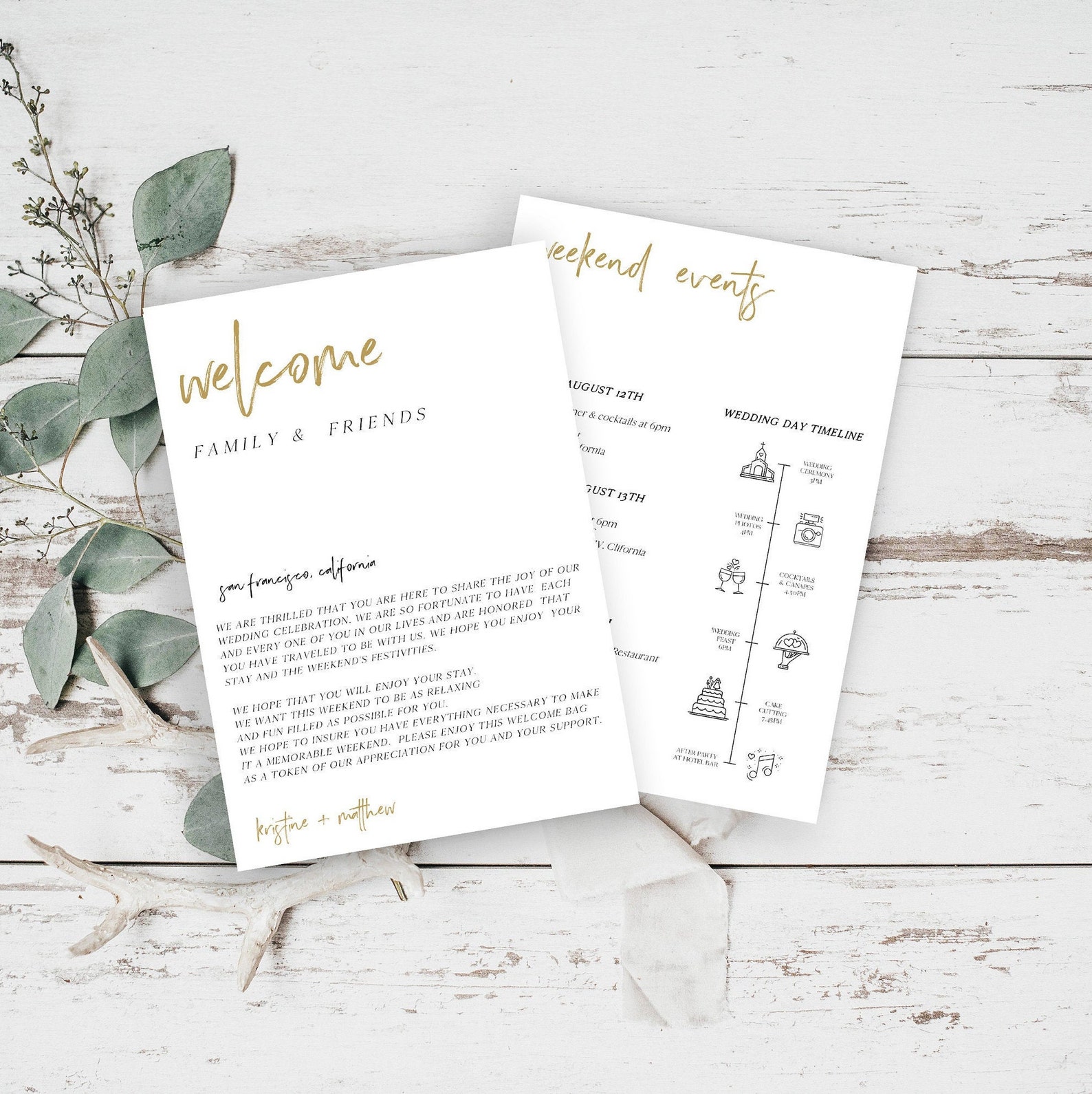 Modern Minimal Welcome Letter Timeline Template Wedding | Etsy