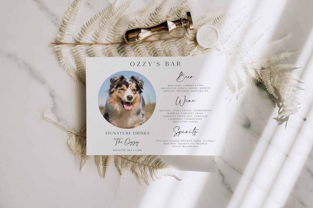 Printable Pet Signature Drink Sign, Dog Wedding Bar, Dog Signature ...