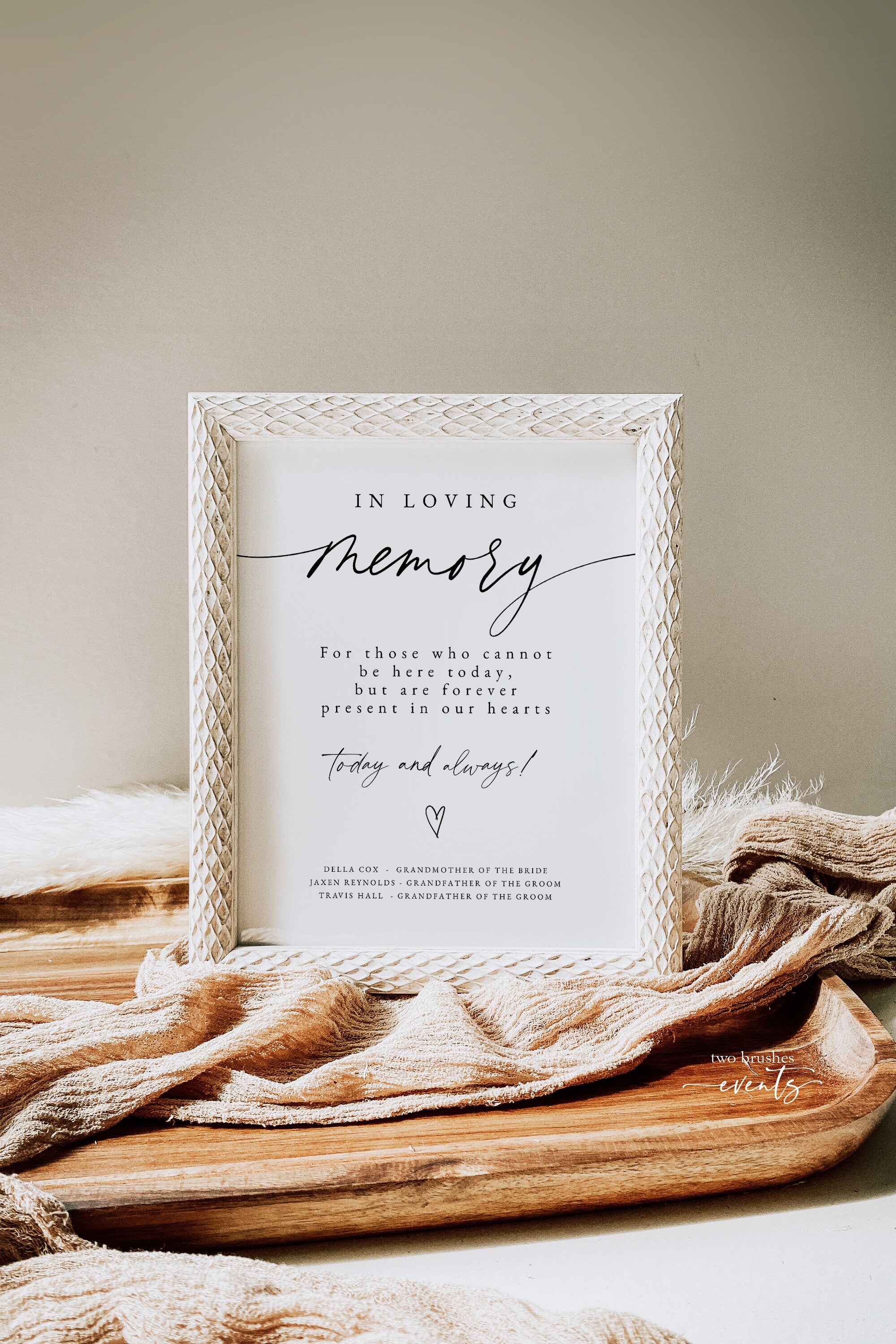 Minimalist Modern in Loving Memory Sign, Memorial Sign for Wedding ...