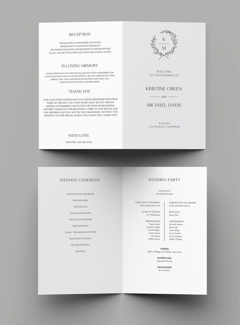 Foldable Wedding Program Template Event Timeline Template - Etsy