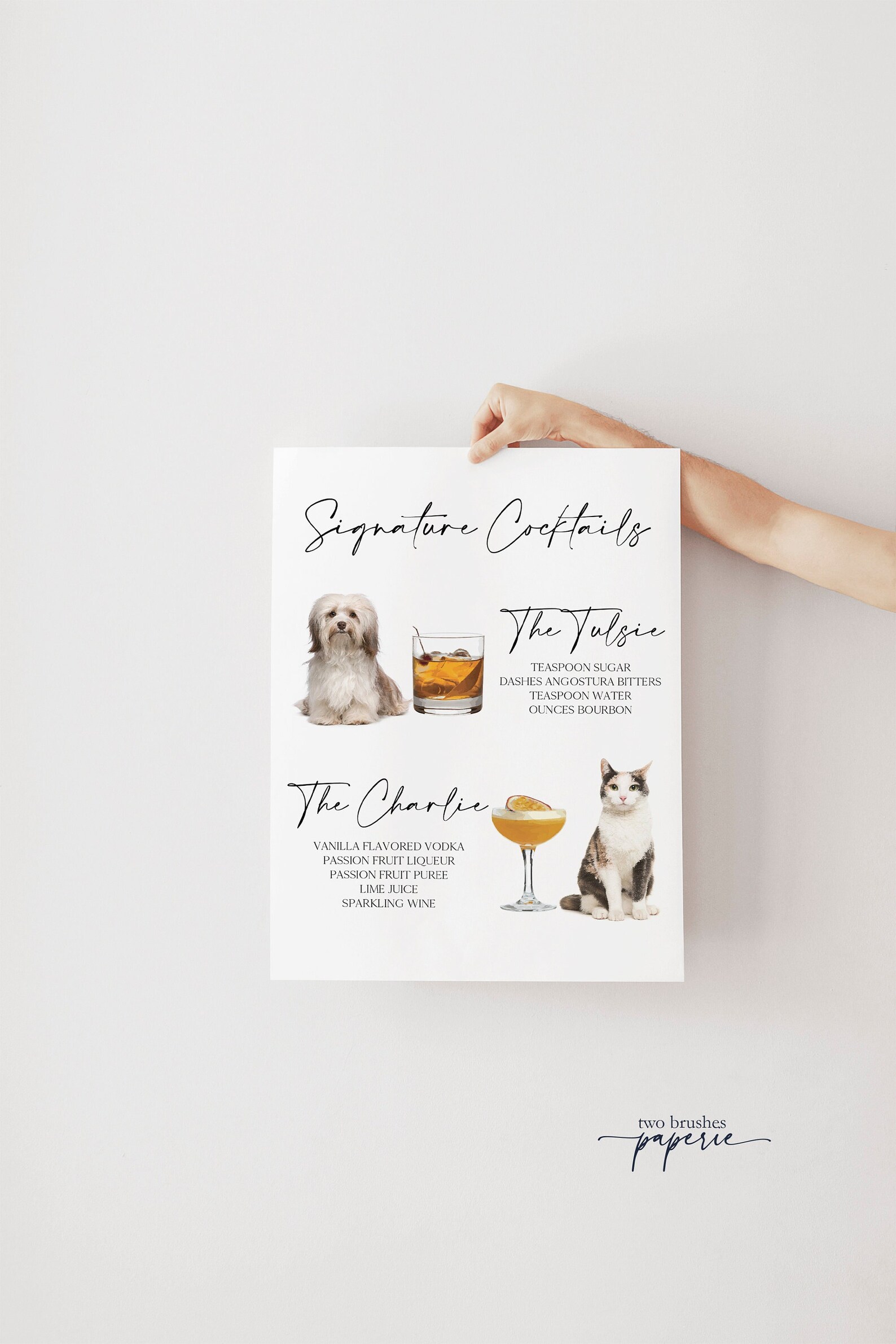 Two Pets Two Drinks Dog Bar Sign Pet Signature Drink Sign - Etsy