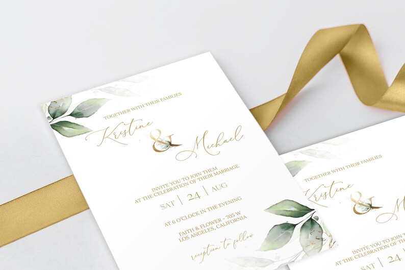 Square Wedding Invitation Template Greenery Wedding - Etsy