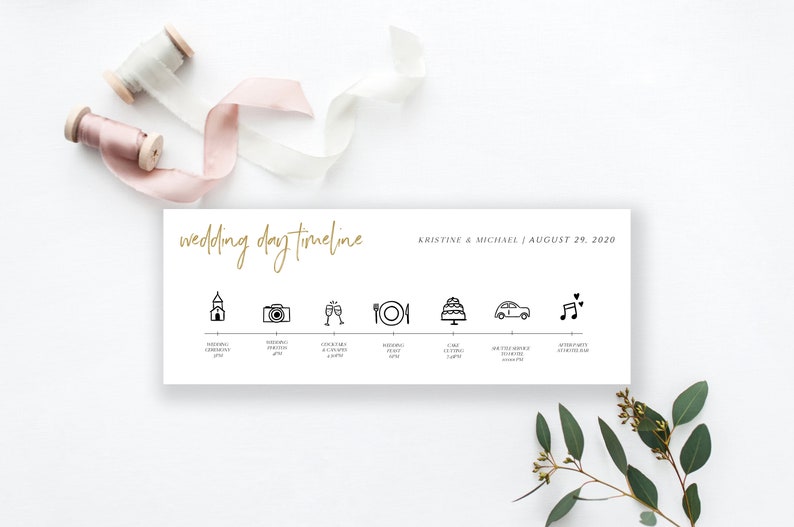 Wedding Timeline Card Template Wedding Itinerary Order of - Etsy