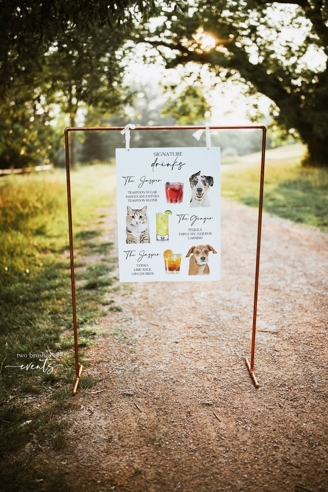 Pet Signature Drink Sign, Three Pets + Three Drinks Dog Bar Sign ...