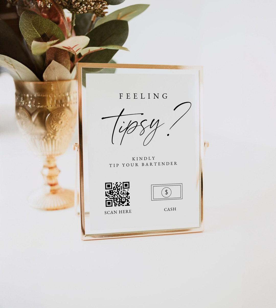 Bartender Tip Sign Template, Feeling Tipsy Template, Tip Your Bartender ...