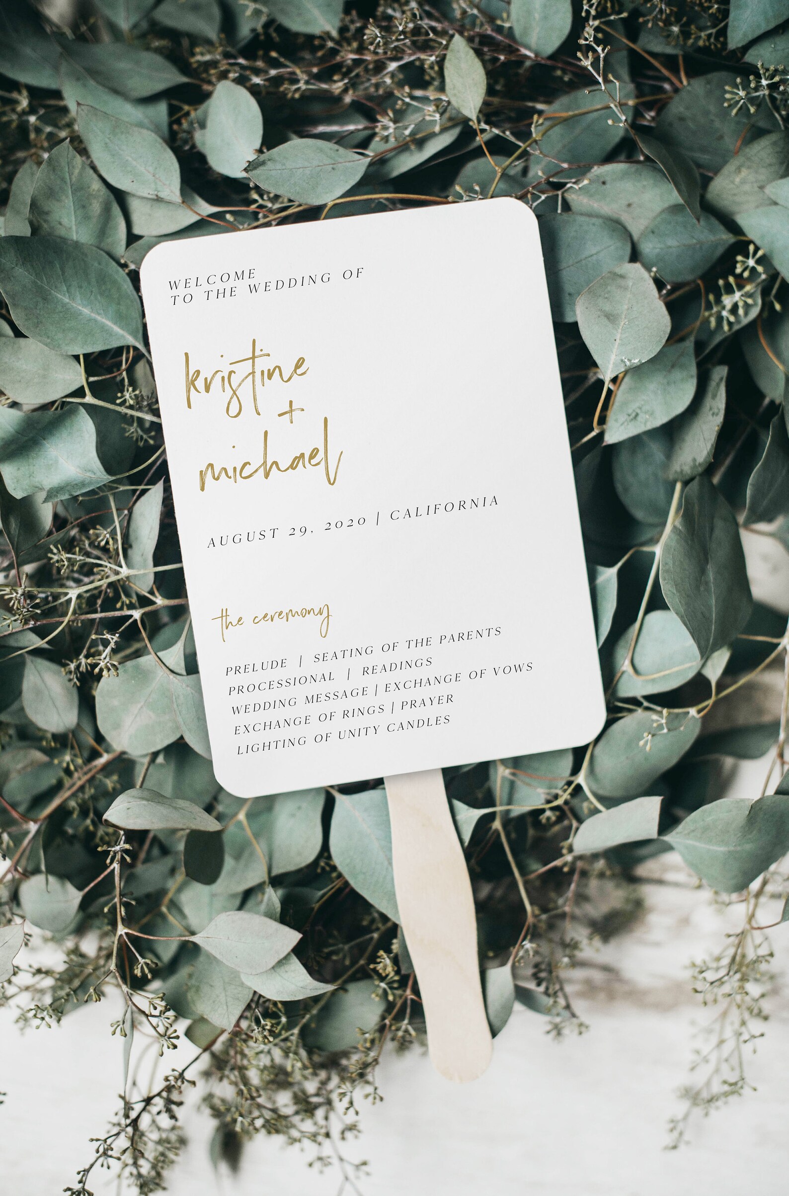 Modern Wedding Fan Template Wedding Program Fan Printable | Etsy