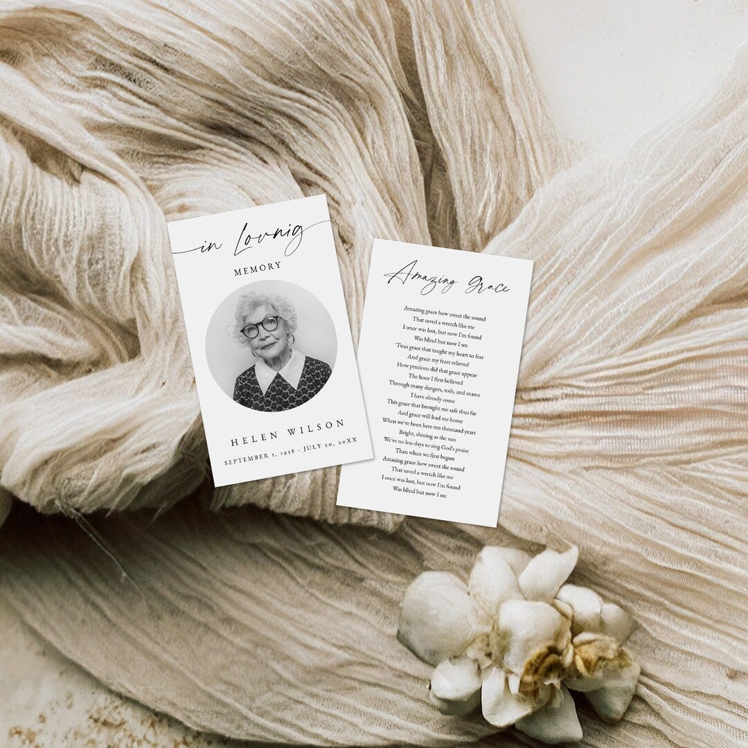 Funeral Prayer Card Template, Memorial Prayer Card, Funeral Poem Card ...
