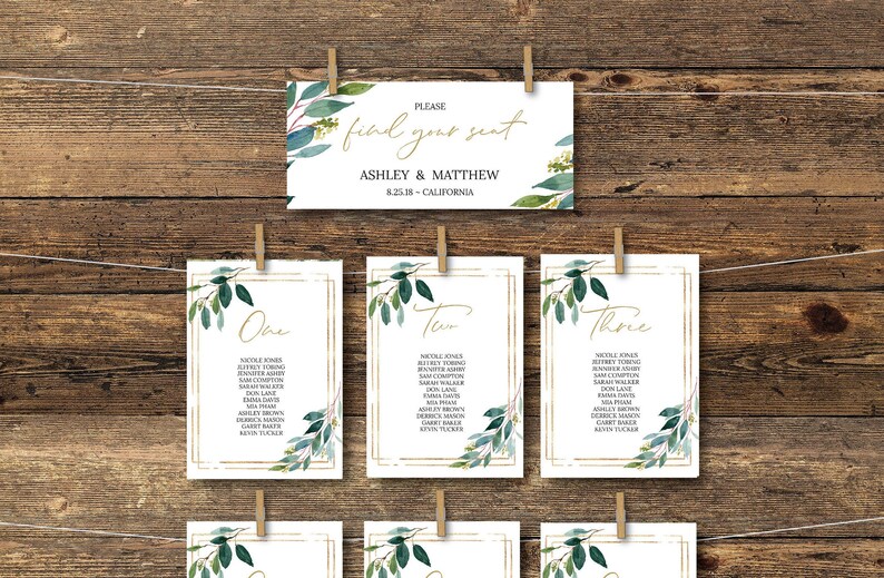 Printable Wedding Seating Chart Cards Wedding Seating Plan - Etsy