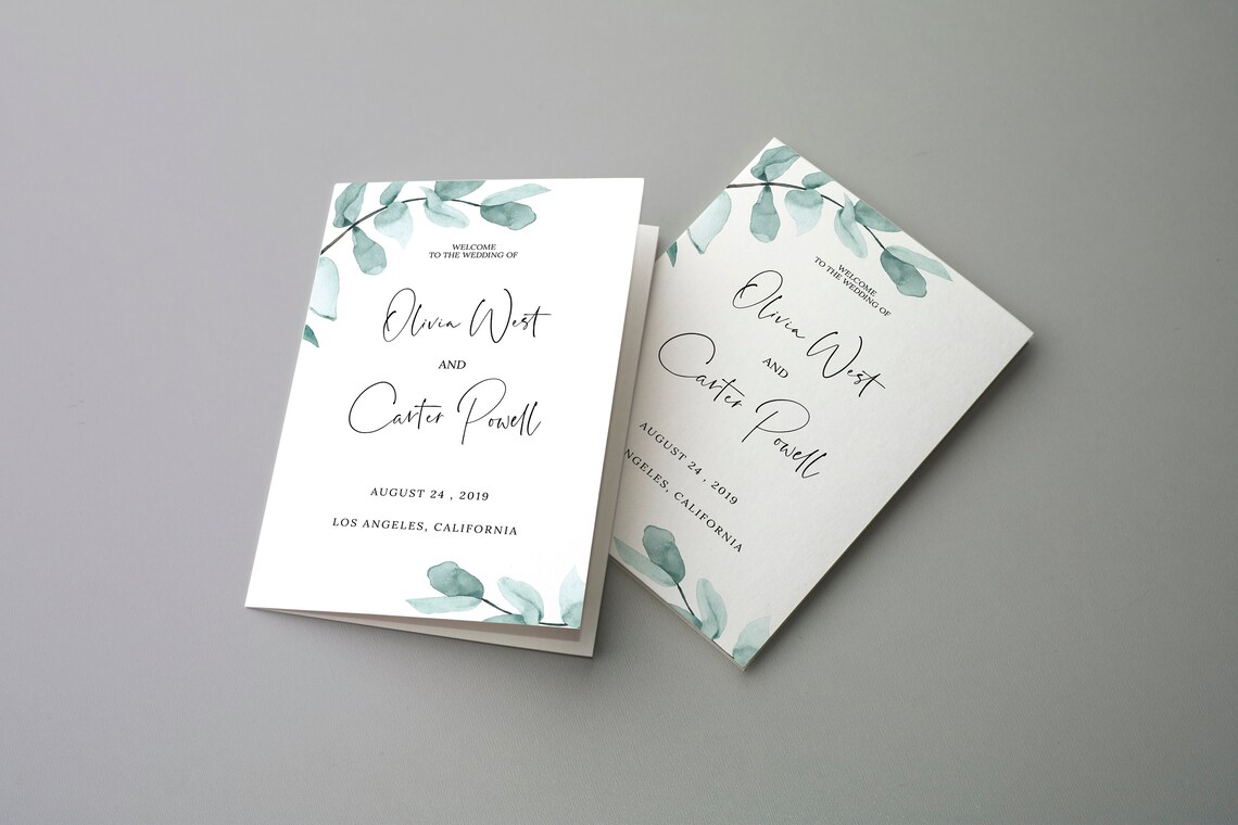 Foldable Wedding Program Template Folded Program Editable | Etsy