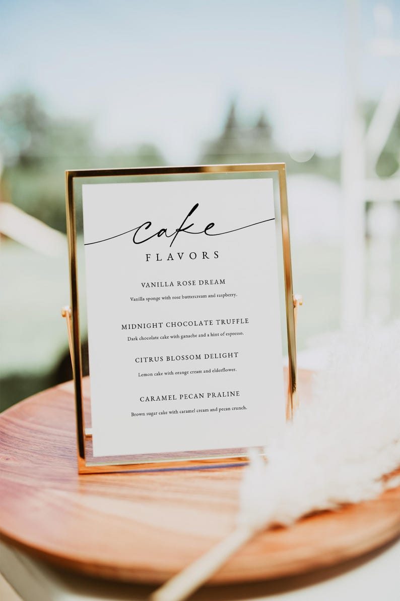 Minimalist Cake Menu Sign Template, Cake Flavors Sign, Desserts Sign ...