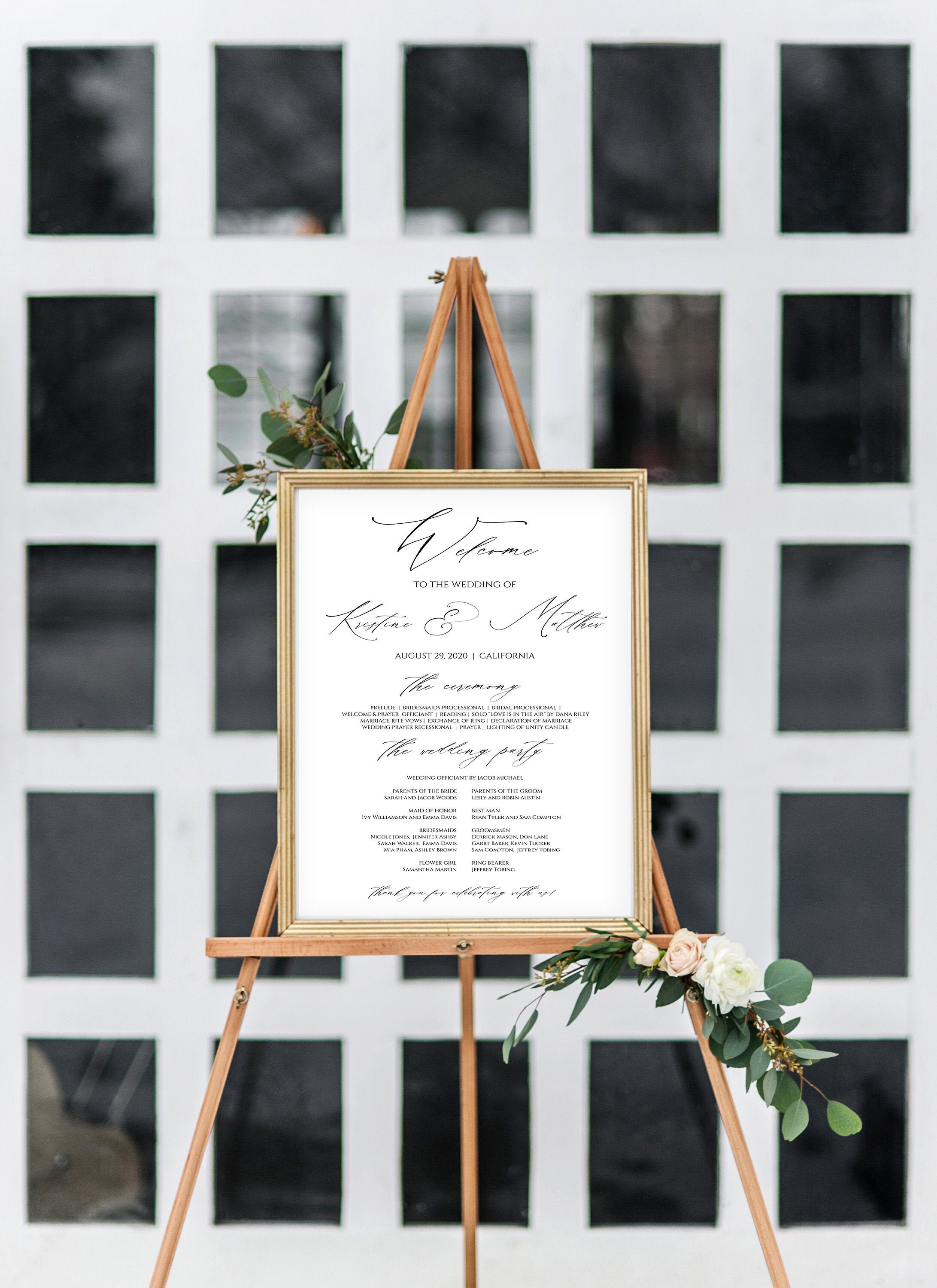 Wedding Party Sign Wedding Program Sign Poster Welcome - Etsy