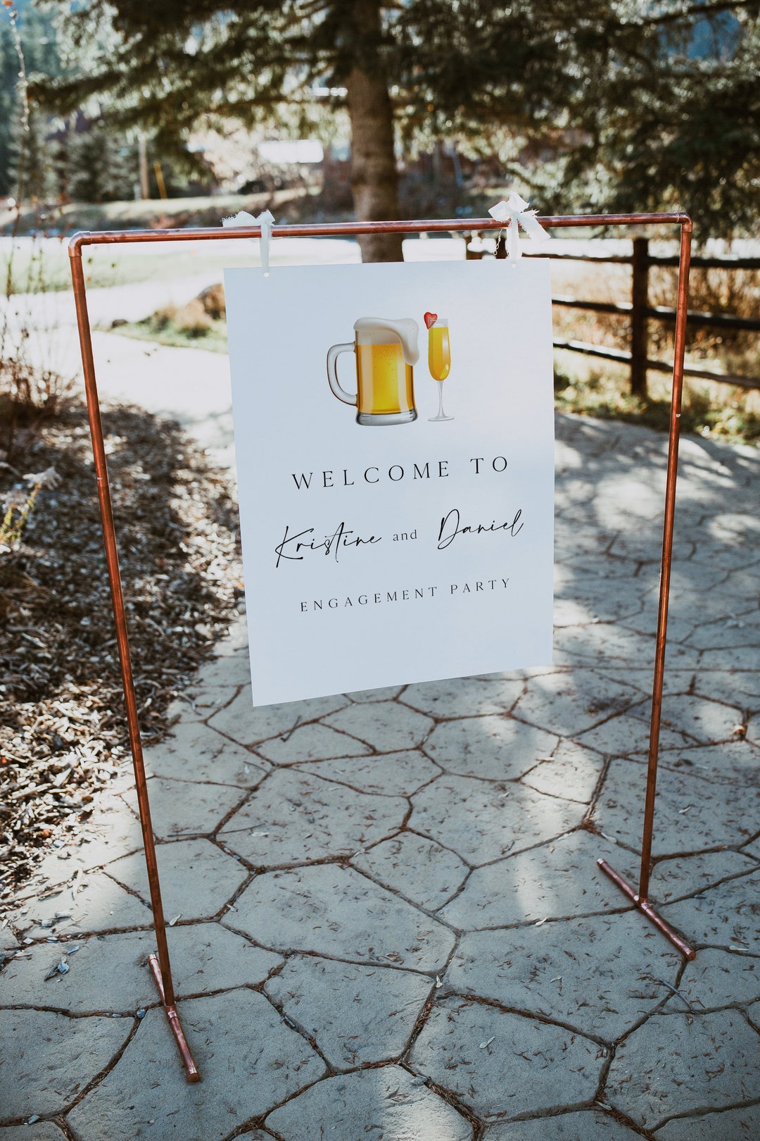 Bubbles and Brews Welcome Sign Template, Engagement Party Welcome Sign ...