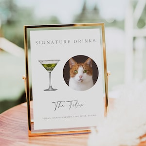 Cat Signature Drink Sign, Pet Signature Cocktails, Animal Wedding Bar ...