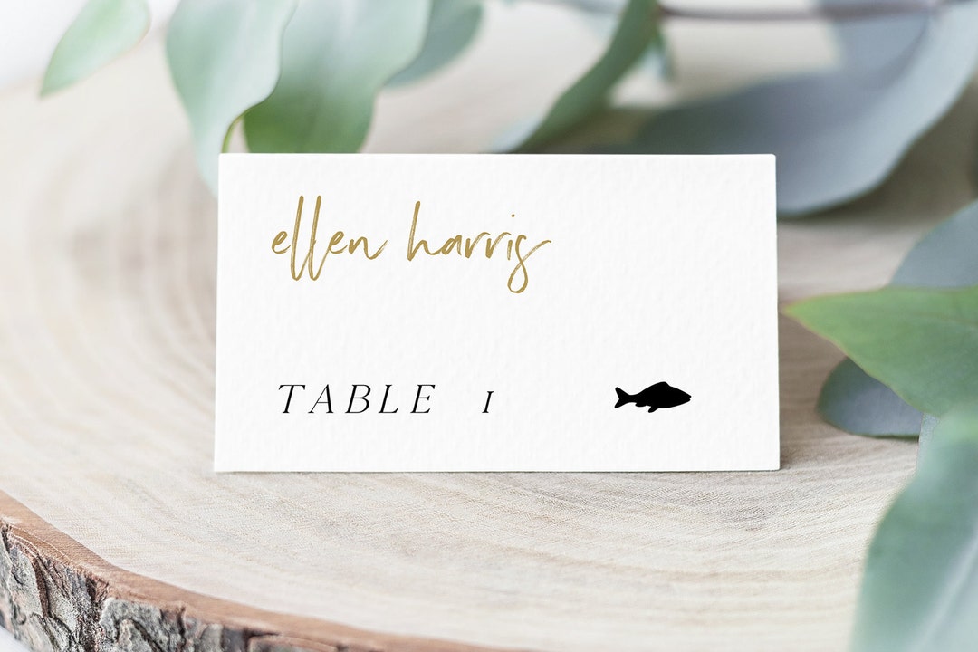 Modern Place Card Template With Meal Choice, Place Card Template With ...