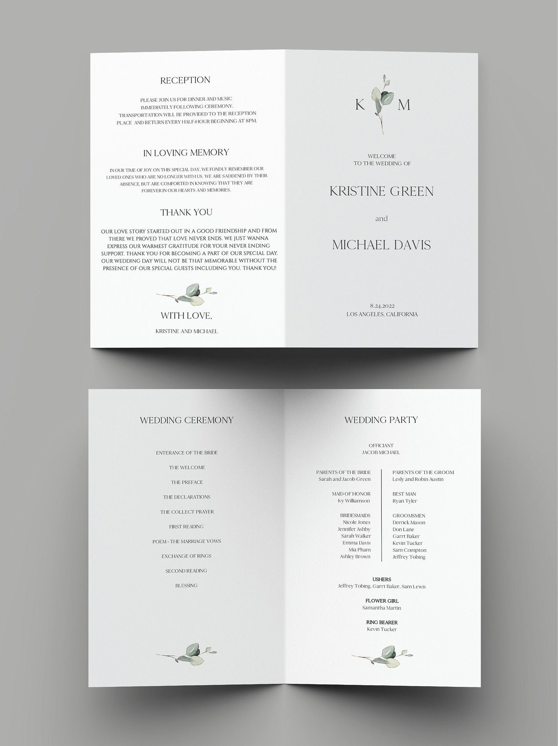 Foldable Wedding Program Template Folded Program for Wedding - Etsy