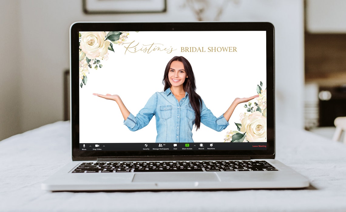 Floral Bridal Shower Zoom Background Template, Custom Virtual Bridal ...
