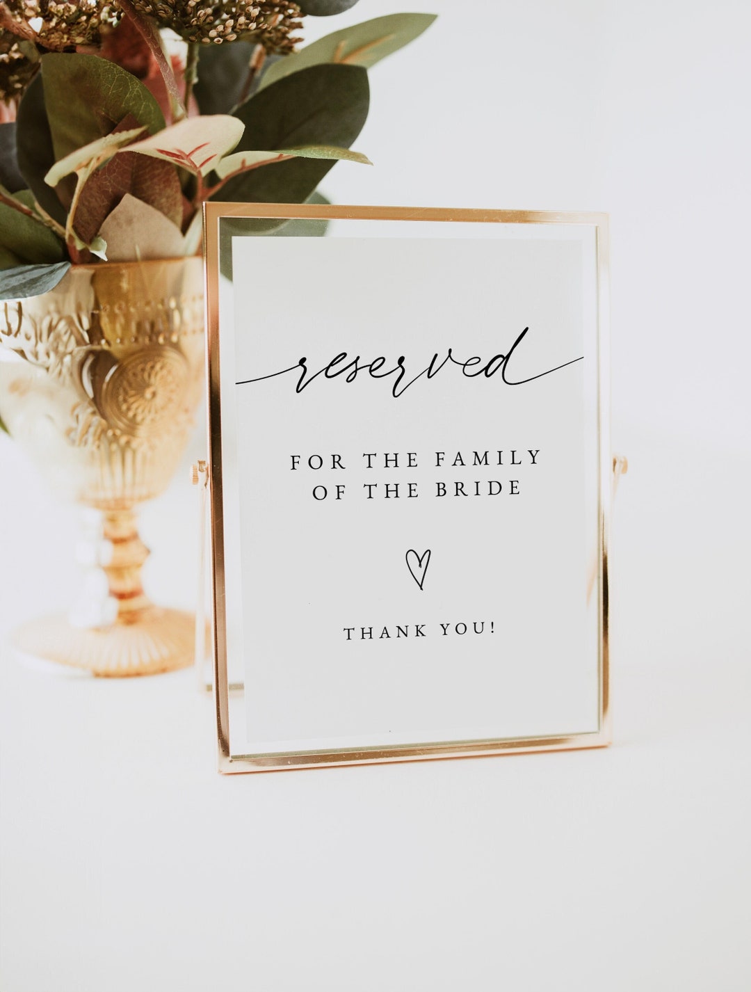 Minimalist Reserved Sign Template, Reserved for Family Table Sign ...