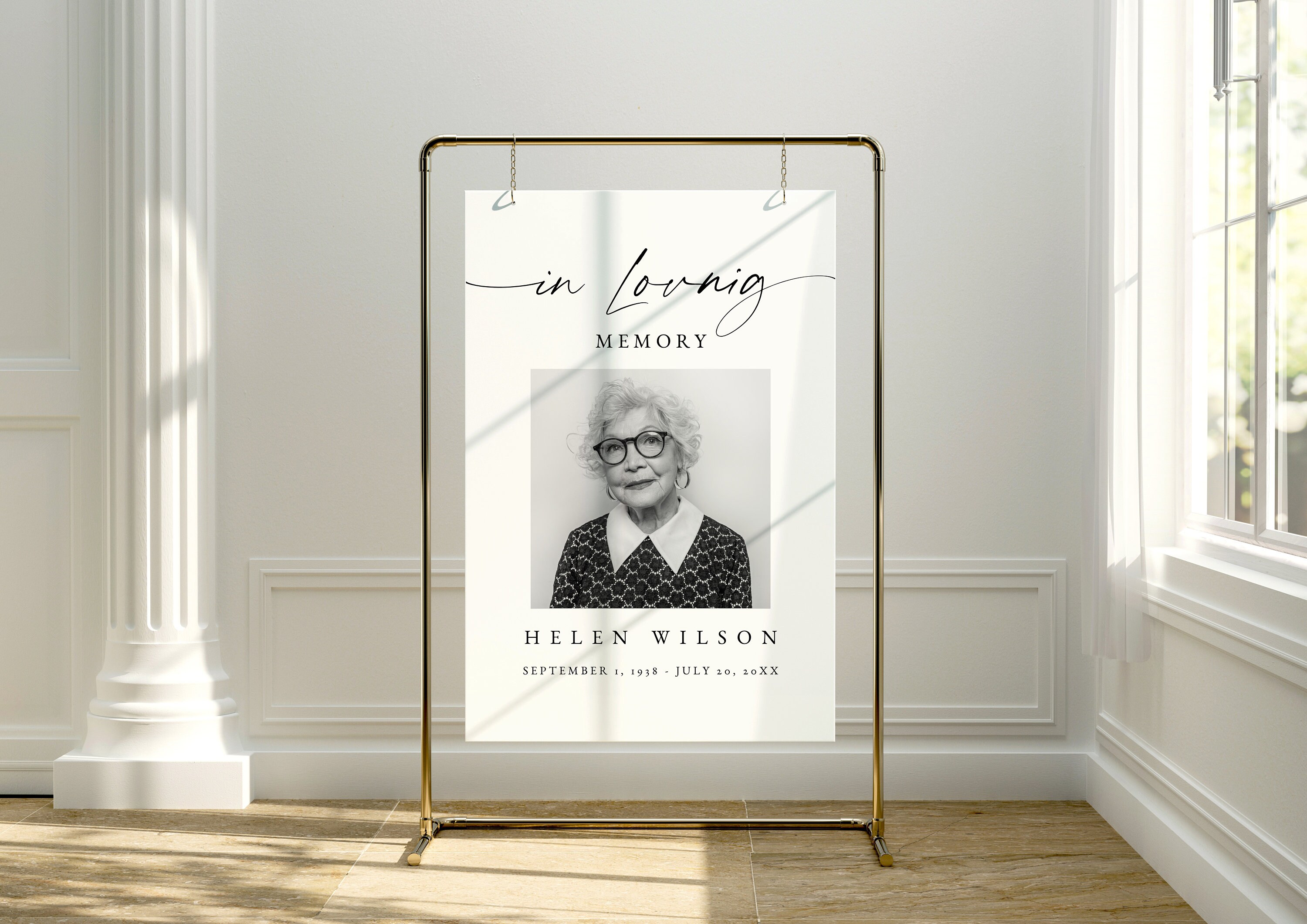 Funeral Memorial Sign Template, Modern Minimalist Funeral Welcome ...