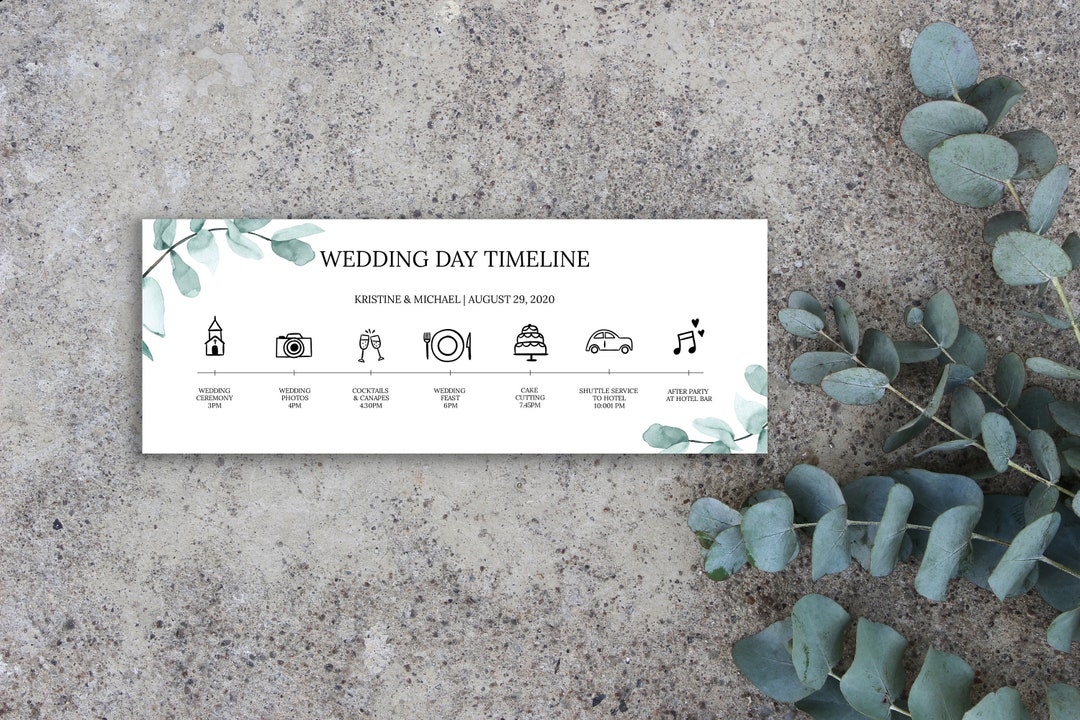 Wedding Day Timeline Template, Wedding Card Template, Order of Events ...