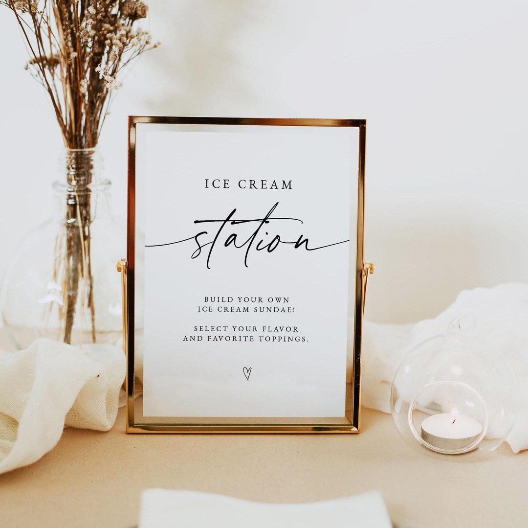 Modern Ice Cream Bar Sign Template, Minimalist Baby Shower Sign, Bridal ...