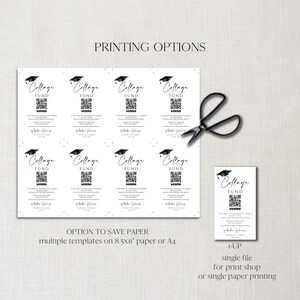 Collage Fund QR Code Card Template, Printable Graduation QR Code Card ...