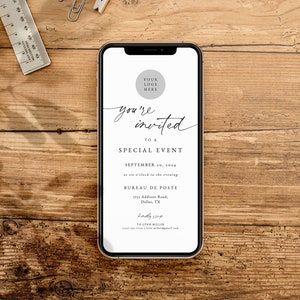 Minimalist You're Invited Evite Template, Business Text Message ...