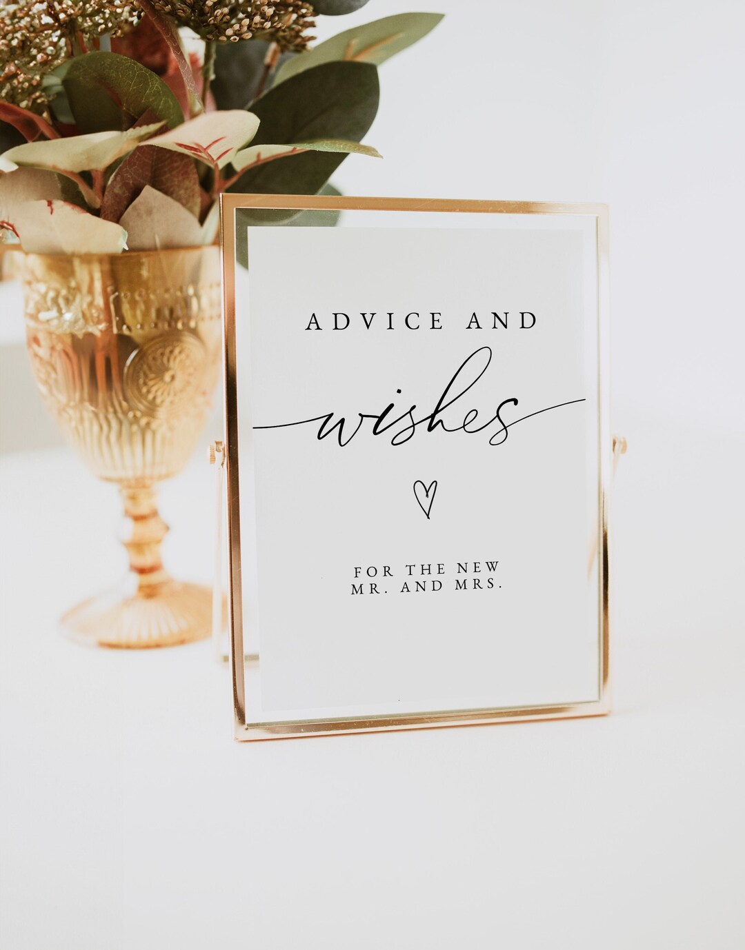 Advice and Wishes Sign, Advice for the Bride and Groom Card Template ...