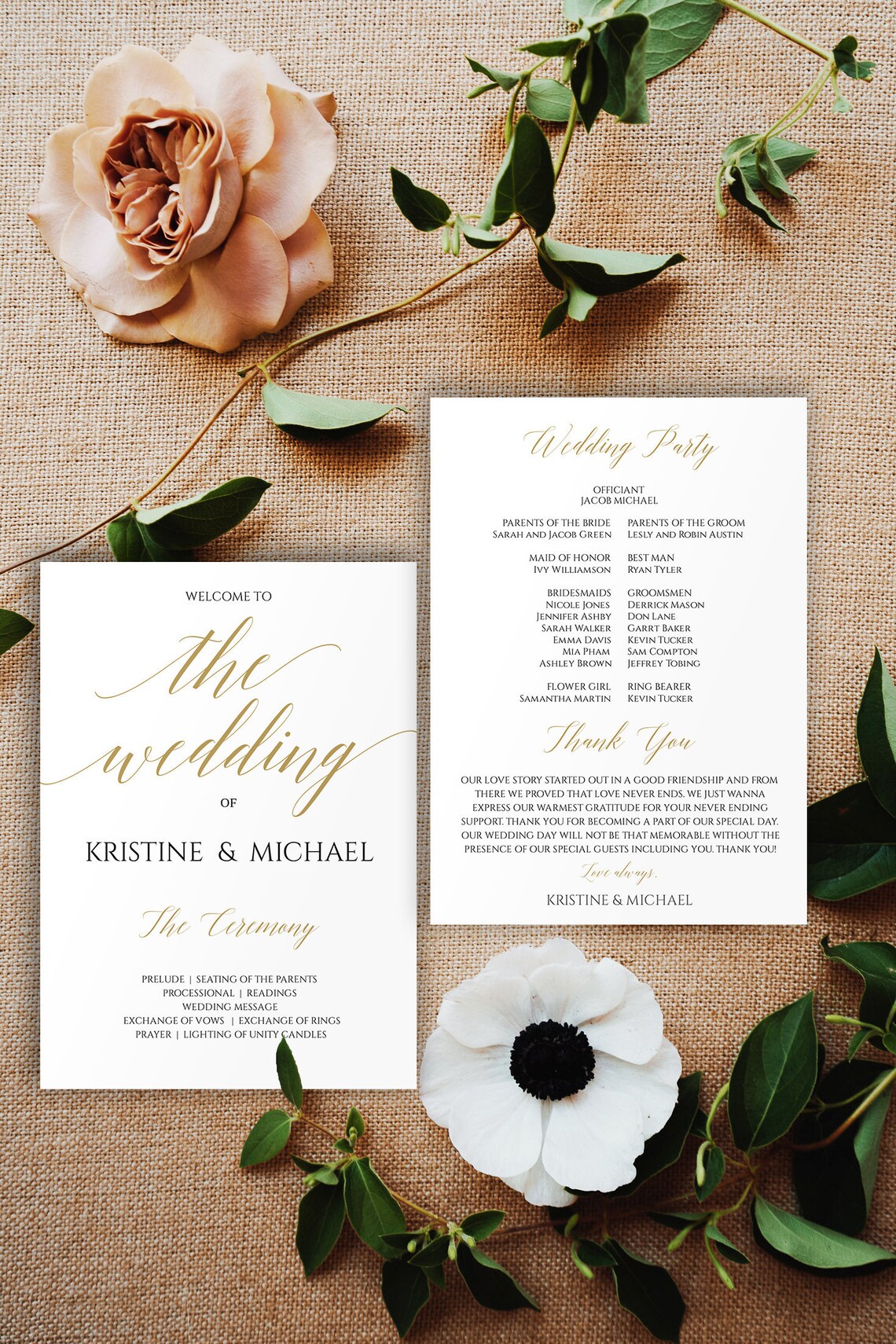 Elegant Wedding Program Template Printable Wedding Program - Etsy