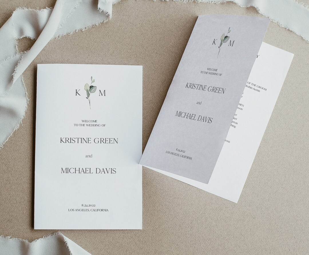 Foldable Wedding Program Template, Folded Program for Wedding, Editable ...