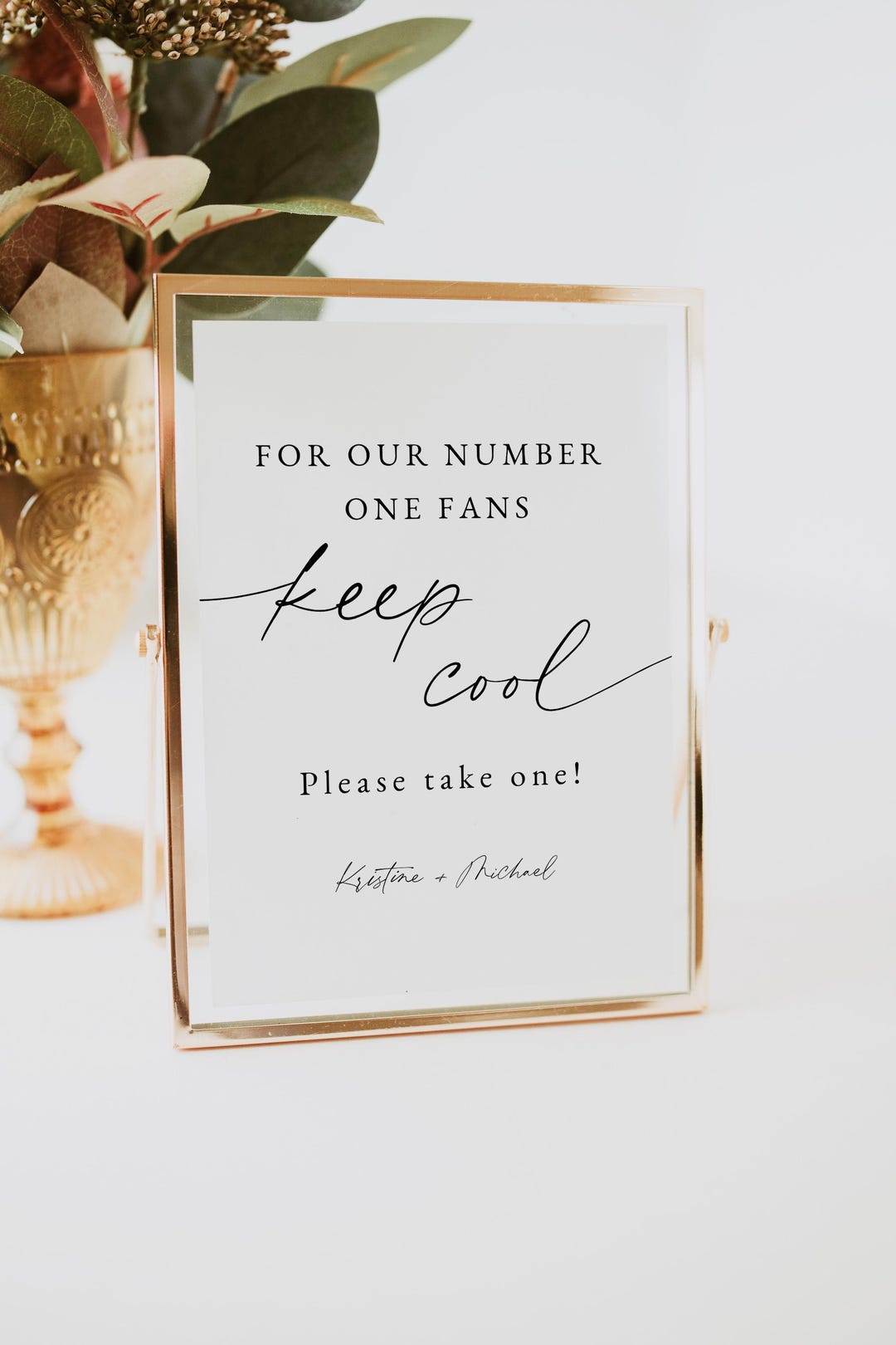 Modern Wedding Fan Sign Template | Minimalist Design | Digital Download ...
