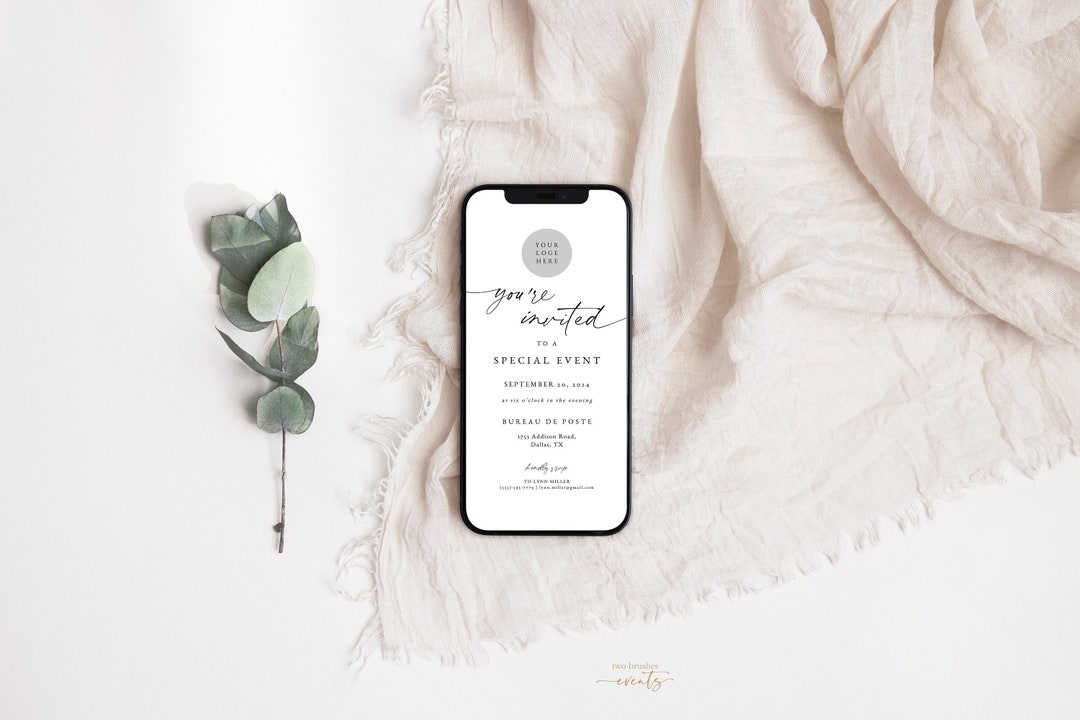 Minimalist You're Invited Evite Template, Business Text Message ...
