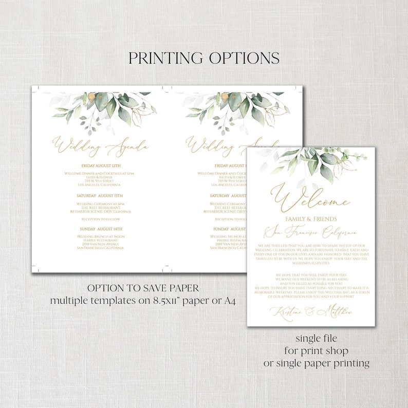 Wedding Welcome Letter Template Wedding Itinerary Template - Etsy