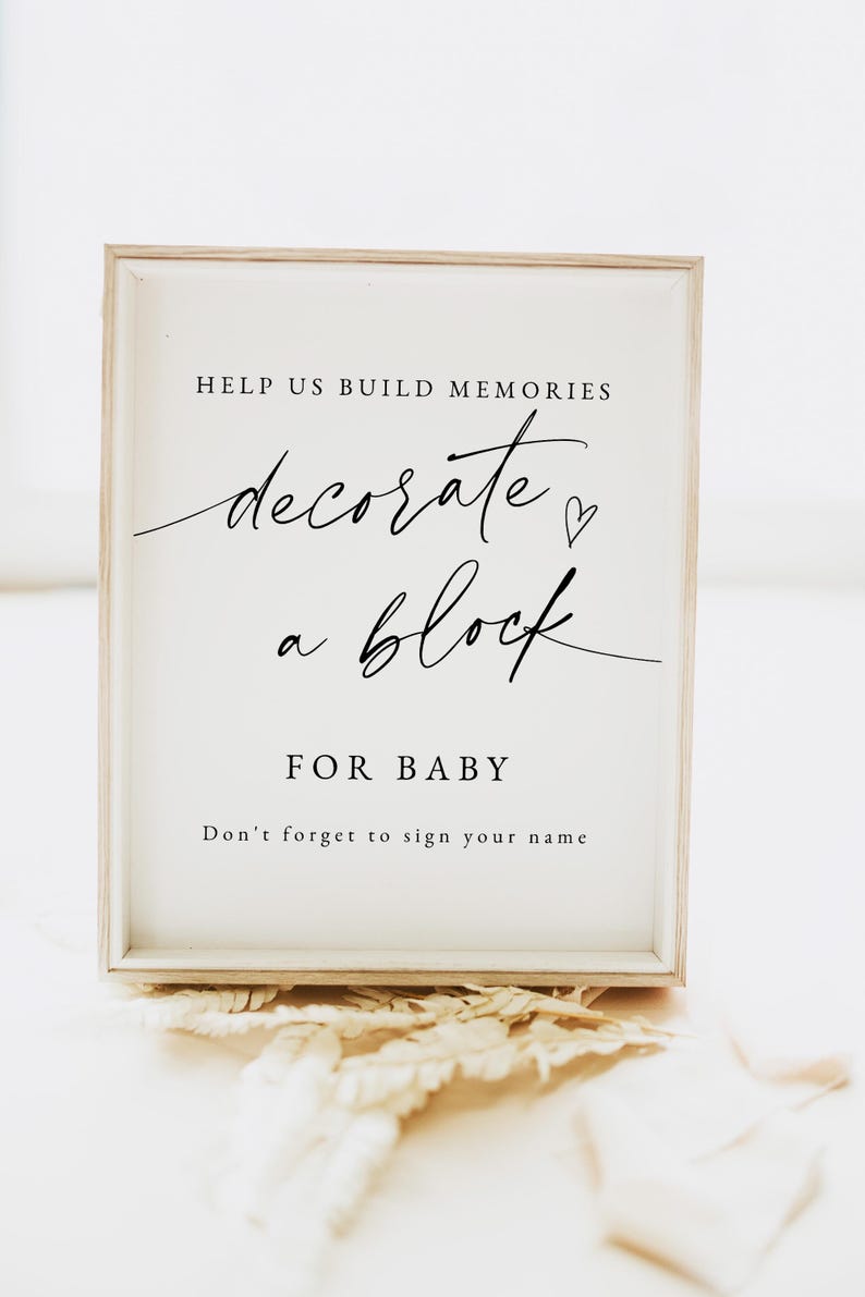 Decorate a Baby Block Sign Template, Modern Baby Shower, Baby Shower ...