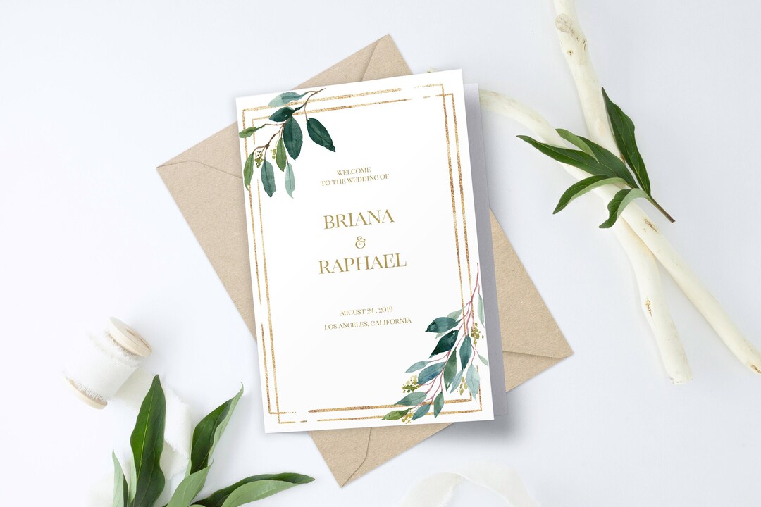 Wedding Program Template, Wedding Invitation Template, Printable ...