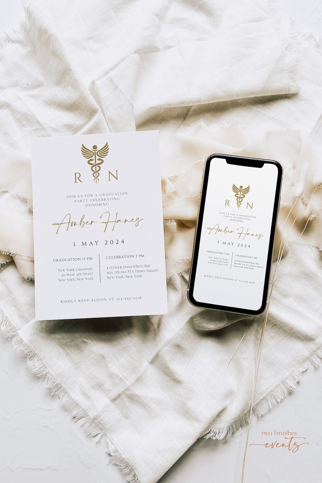Nurse Graduation Invitation, Digital Invitation Template, Printable Rn ...