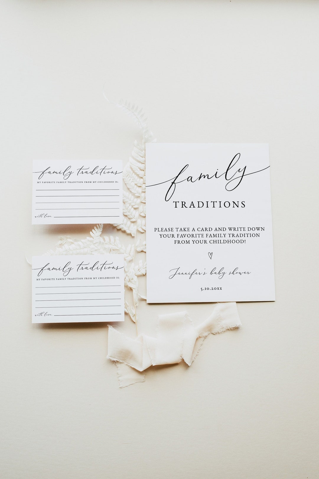 Family Traditions Sign and Cards Template, Share a Memory, Baby Shower ...