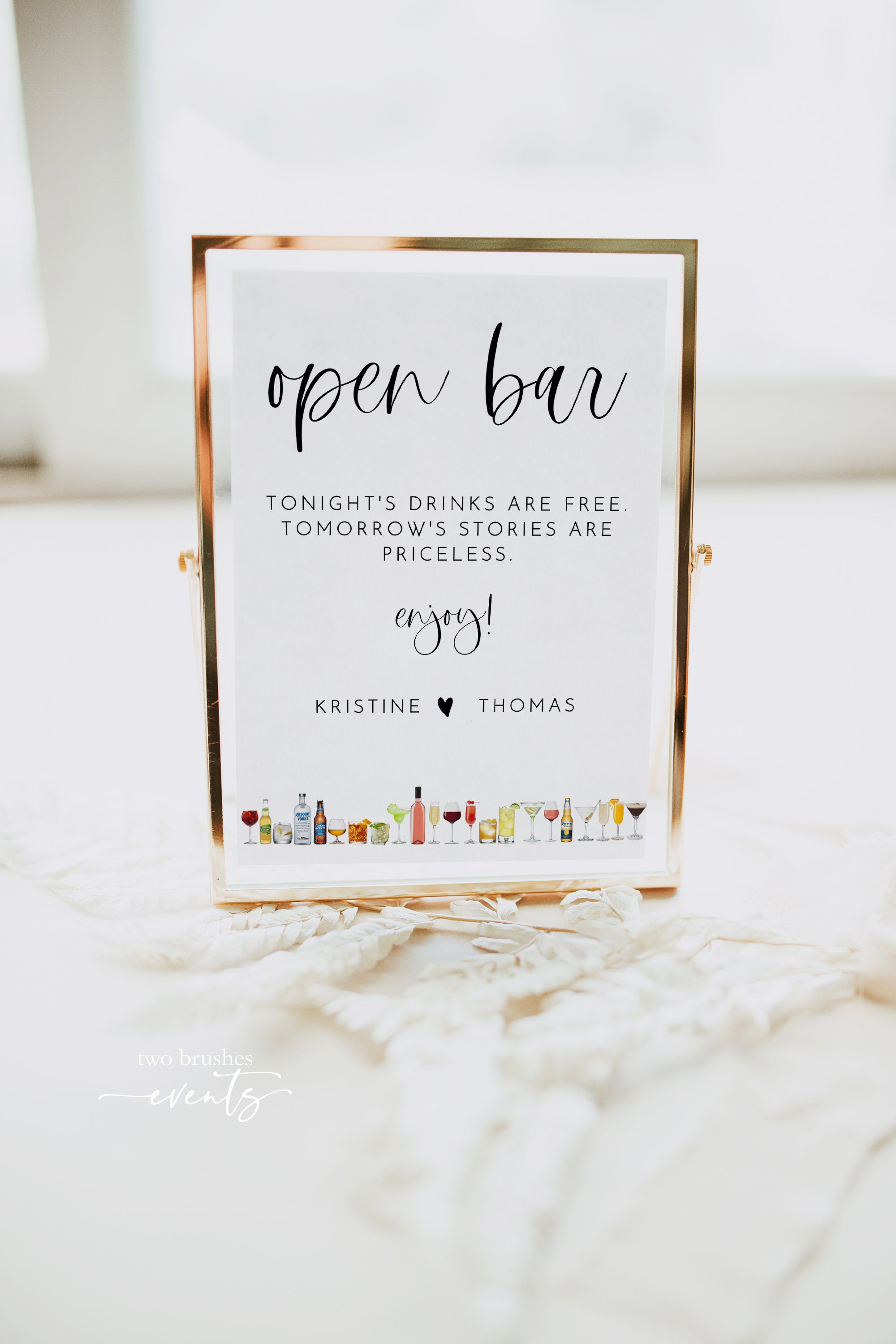 Open Bar Sign Template Printable Wedding Bar Sign Editable - Etsy