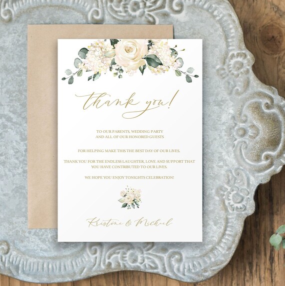 Floral Thank You Letter Template Wedding Table Thank You - Etsy