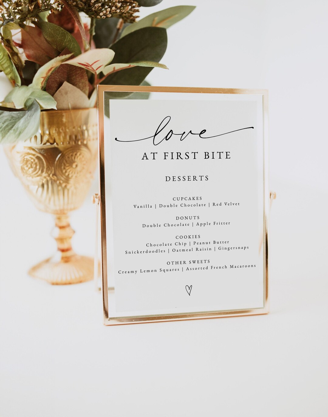 Modern Minimalist Dessert Table Sign Template, Love at First Bite Sign ...