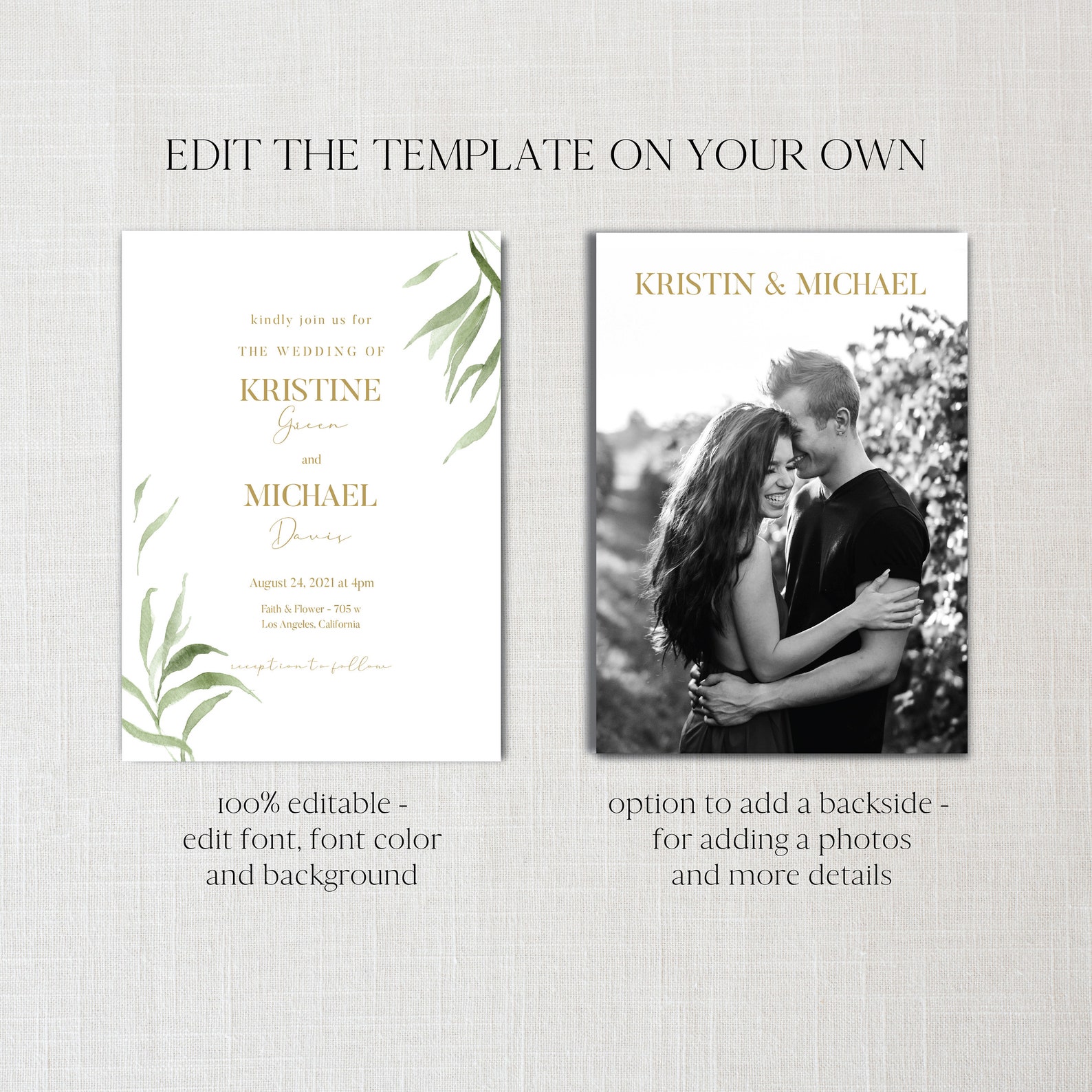 Single Wedding Invitation Template Bohemian Wedding - Etsy