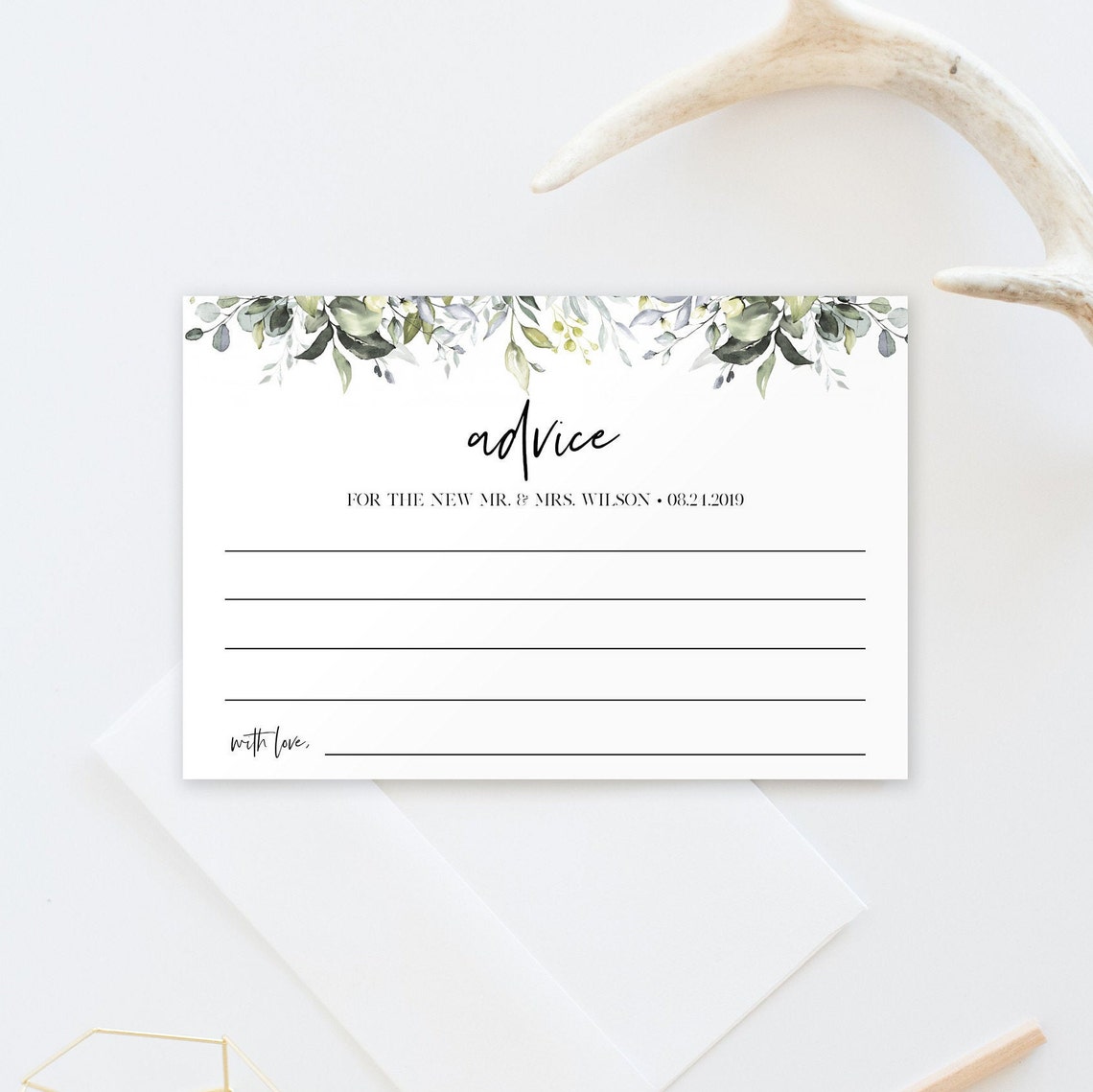 Wedding Advice Card Template Well Wishes Printable Editable | Etsy