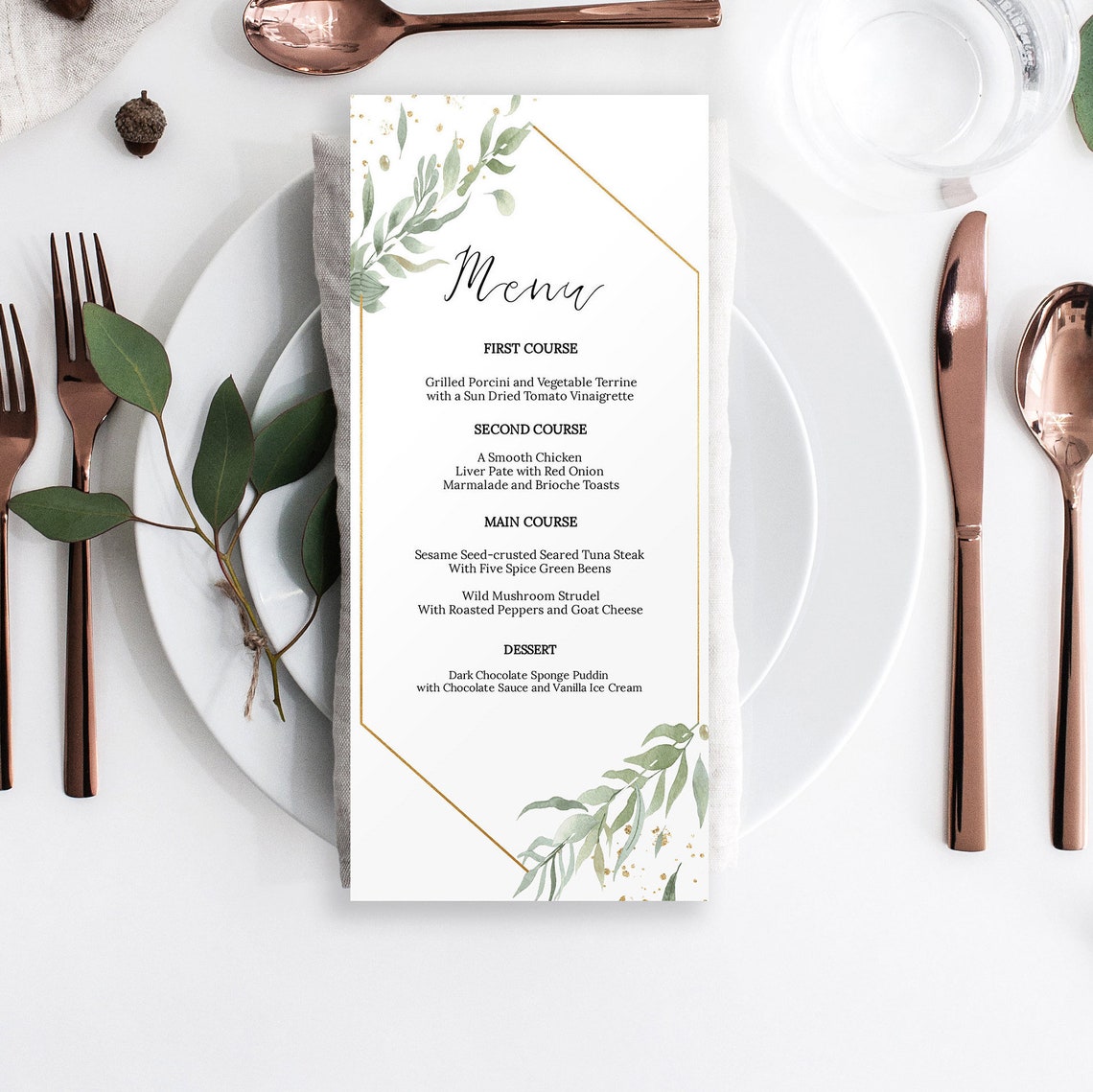 Printable Menu Card DIY Wedding Menu Template Gold Wedding | Etsy