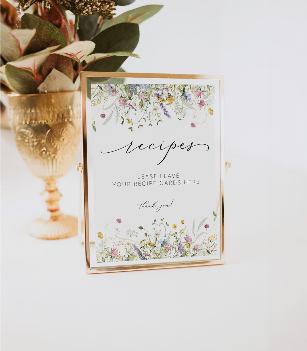 Wildflower Recipe Card Sign Template, Leave Your Recipe Cards Here ...