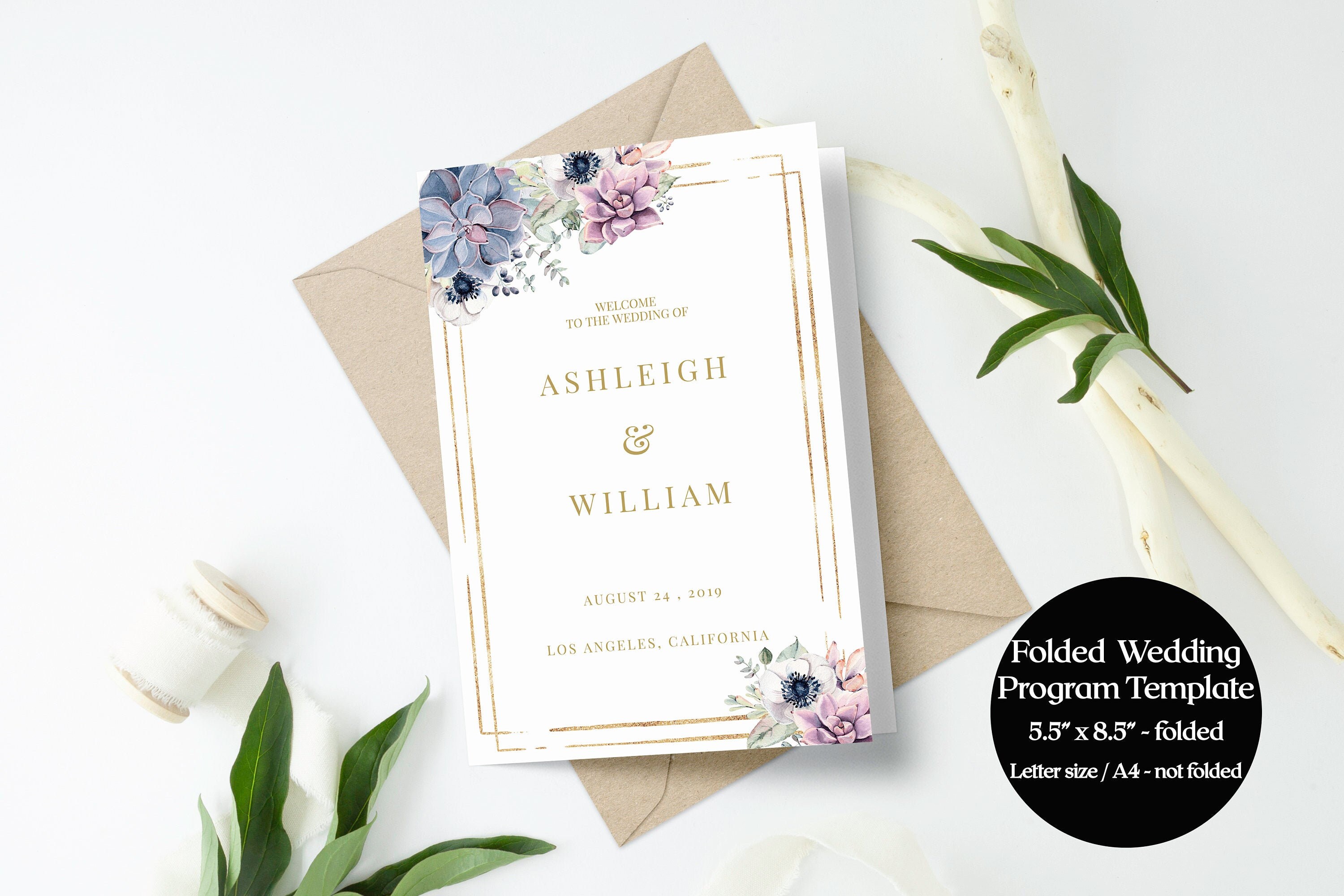 Booklet Wedding Program Folded Wedding Book Printable Bridal - Etsy