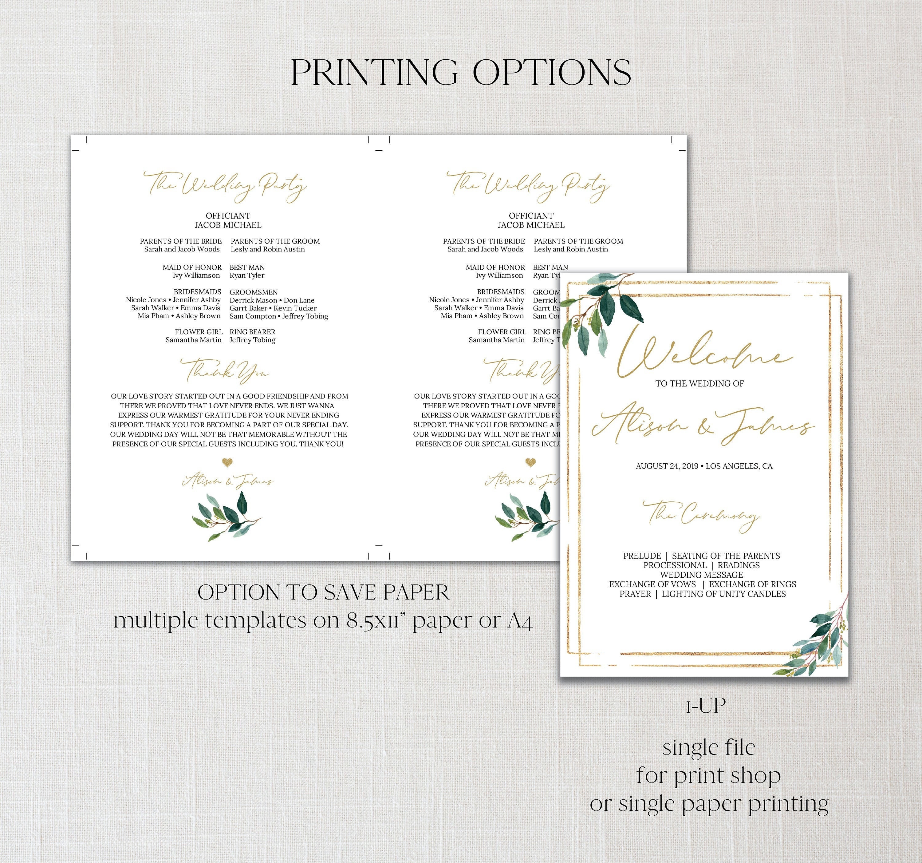 Wedding Program Template Editable Program Template Ceremony - Etsy