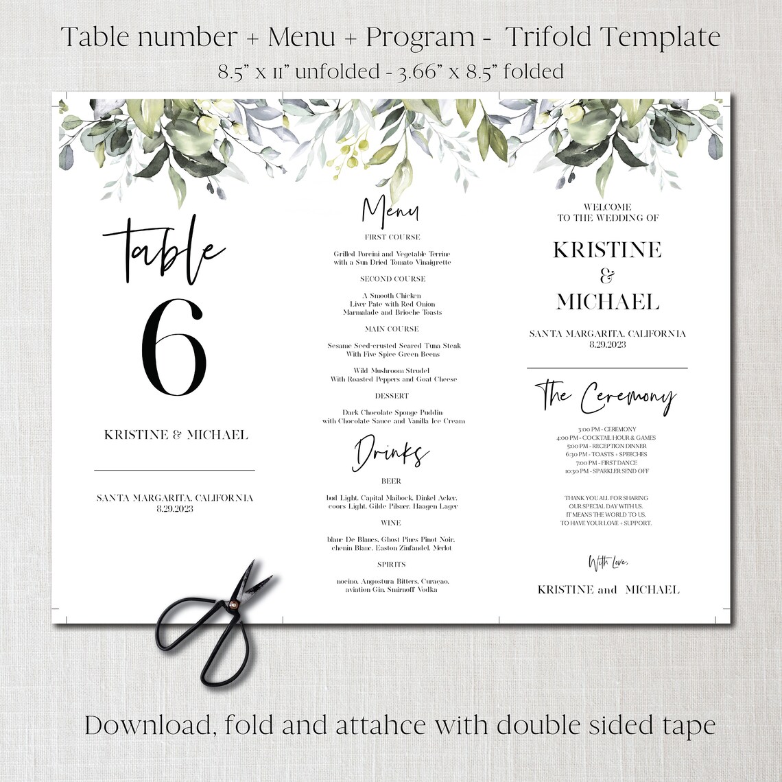 Tri-fold Number Template Greenery Triangle Table Number - Etsy
