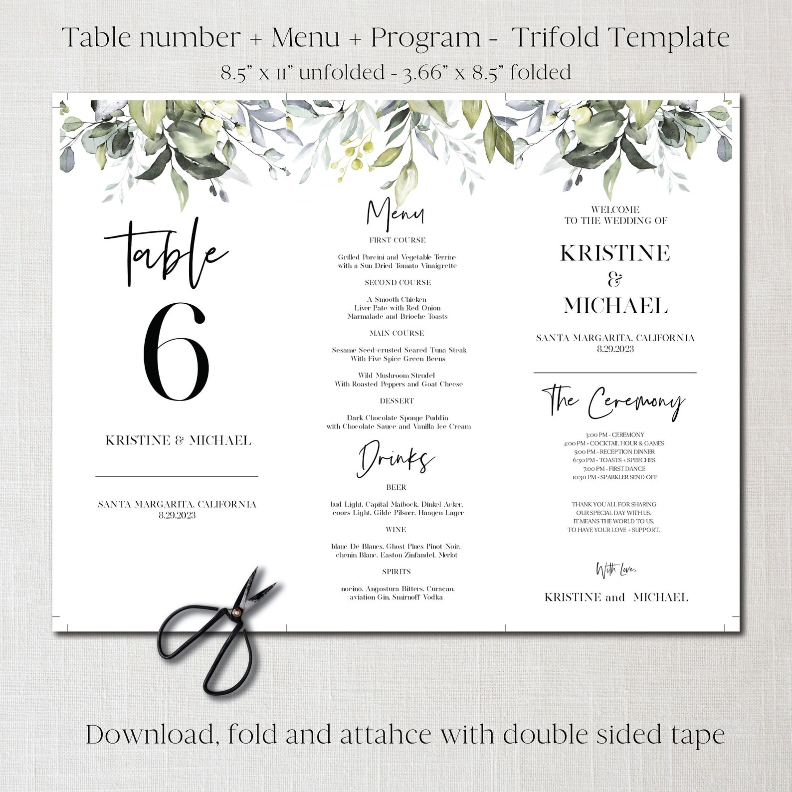 Tri-fold Number Template Greenery Triangle Table Number - Etsy
